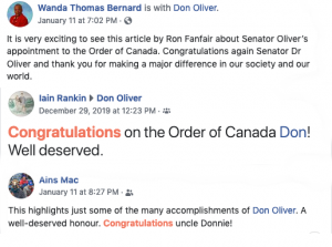 Order of Canada – The Honorable Donald H. Oliver, Q.C. (Retired Senator)